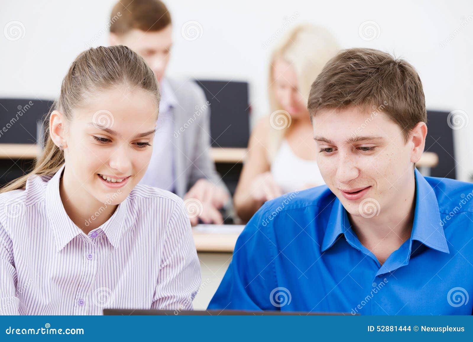 Students at lesson stock photo. Image of computer, laptop - 52881444