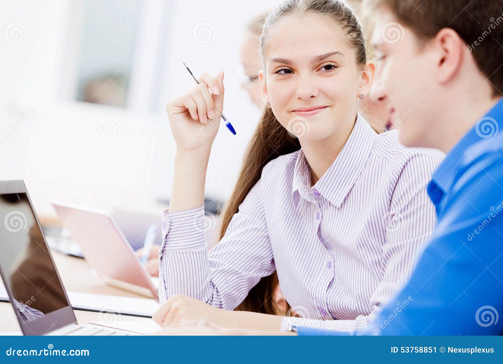 Students at lesson stock image. Image of laptop, laughing - 53758851