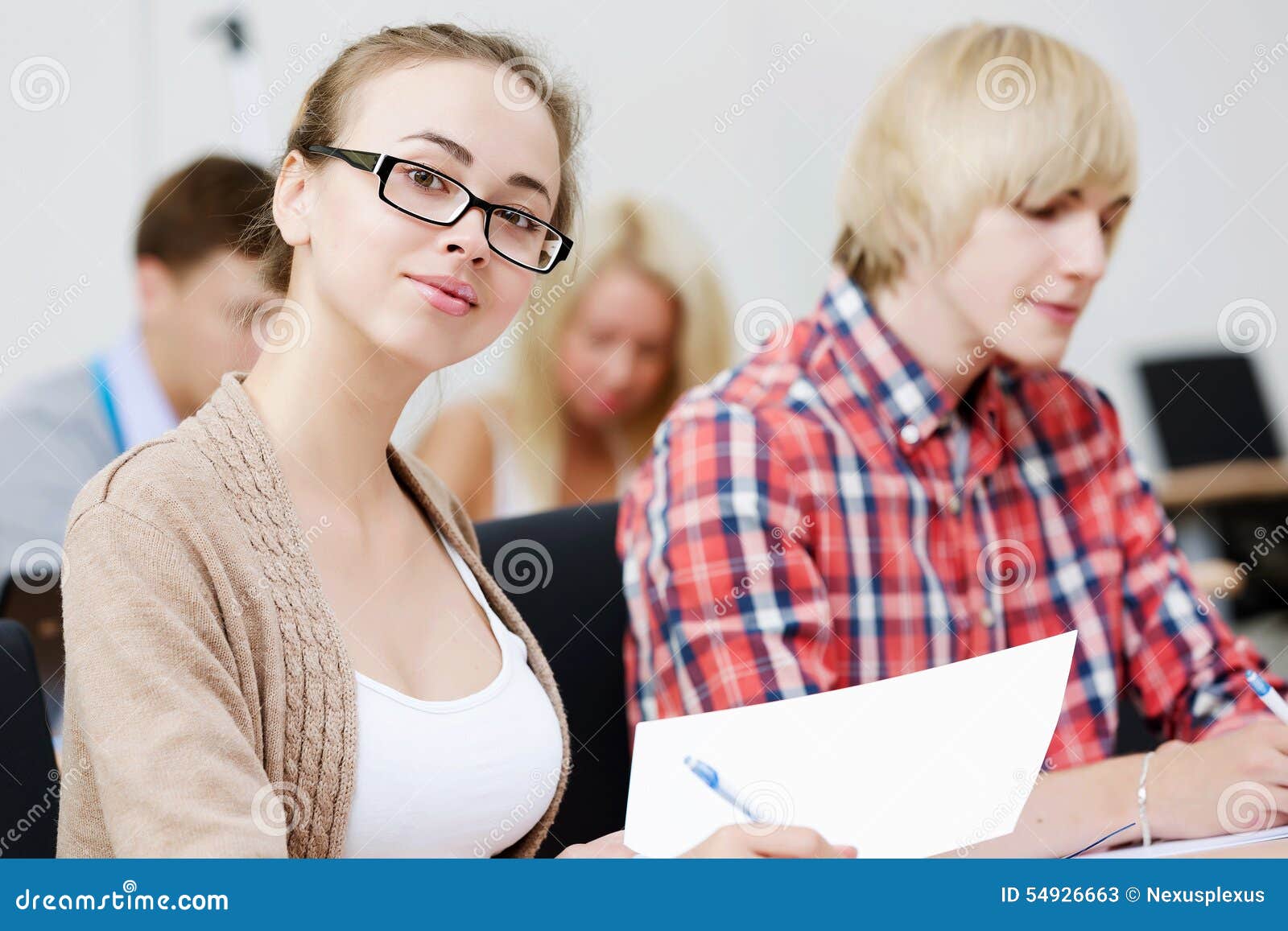 Students at lesson stock image. Image of tutorial, campus - 54926663
