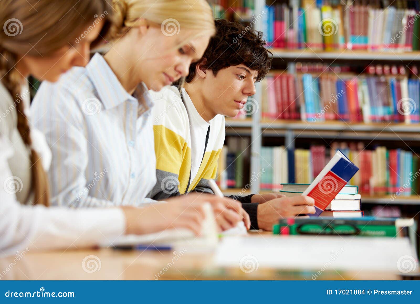 Students in library stock photo. Image of library, male - 17021084