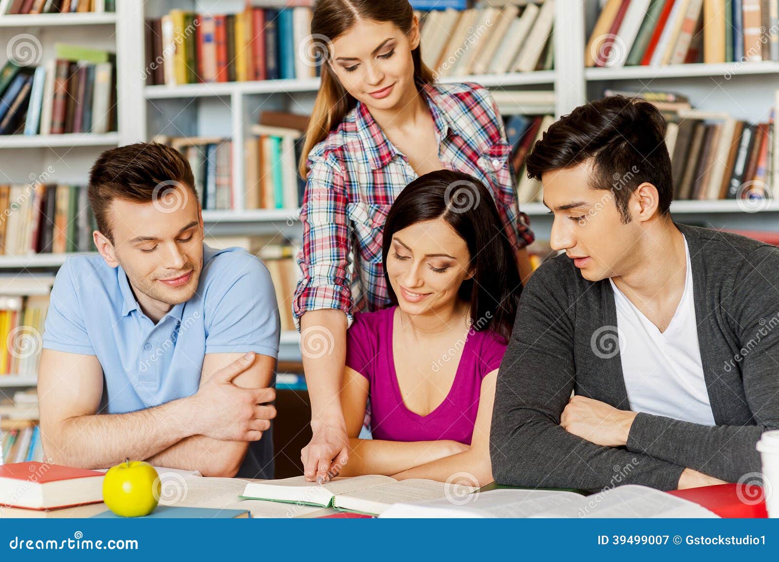 Students in library. stock image. Image of intelligence - 39499007