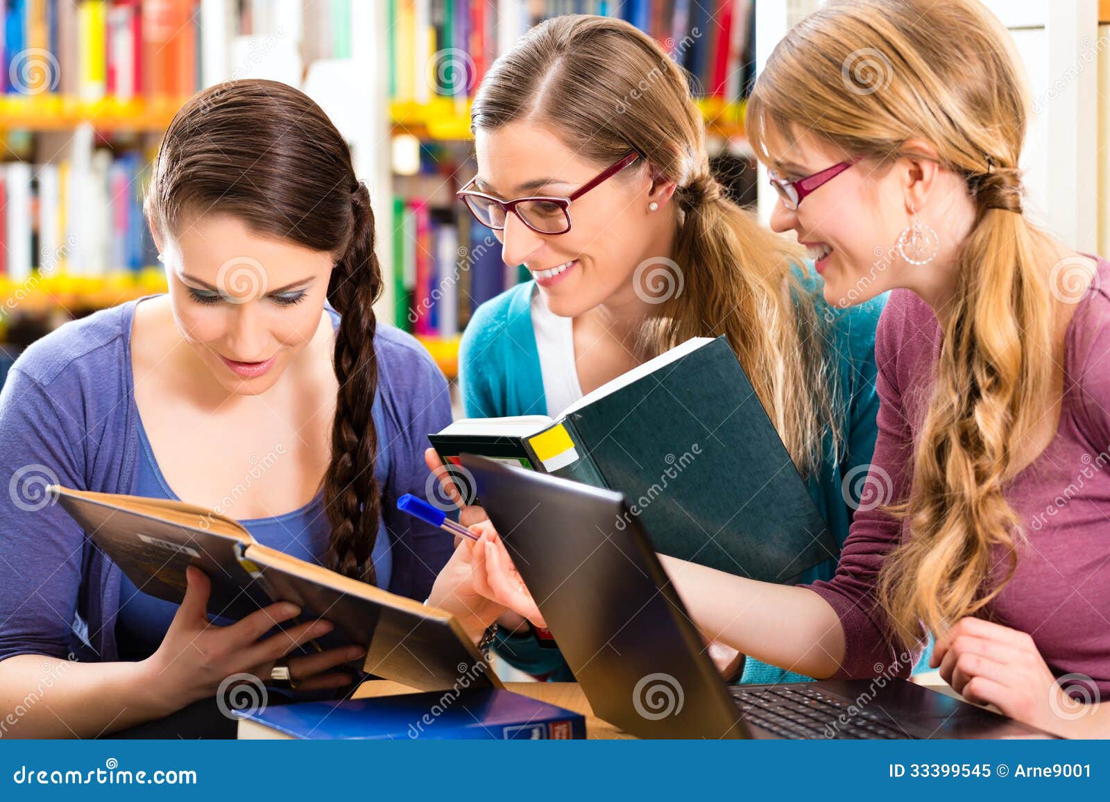 Students in Library are a Learning Group Stock Image - Image of ...