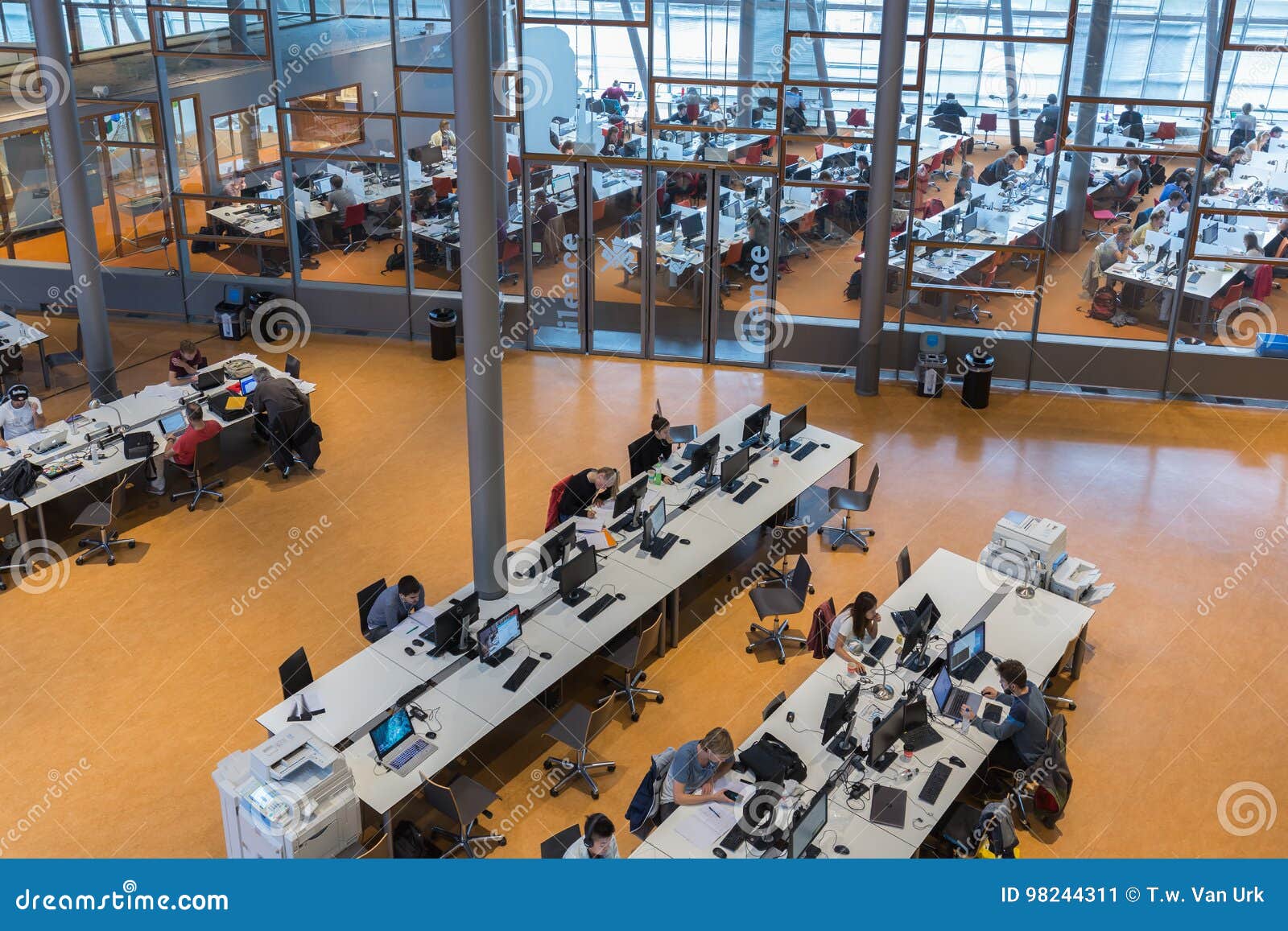 Students in Library of Technical University Delft, the Netherlands ...