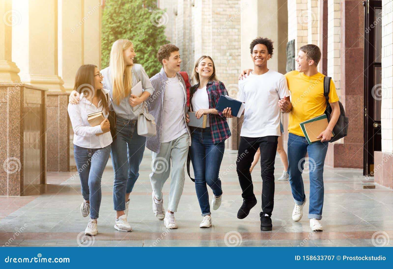 Students Life. Friends Walking in University Campus Stock Image - Image ...