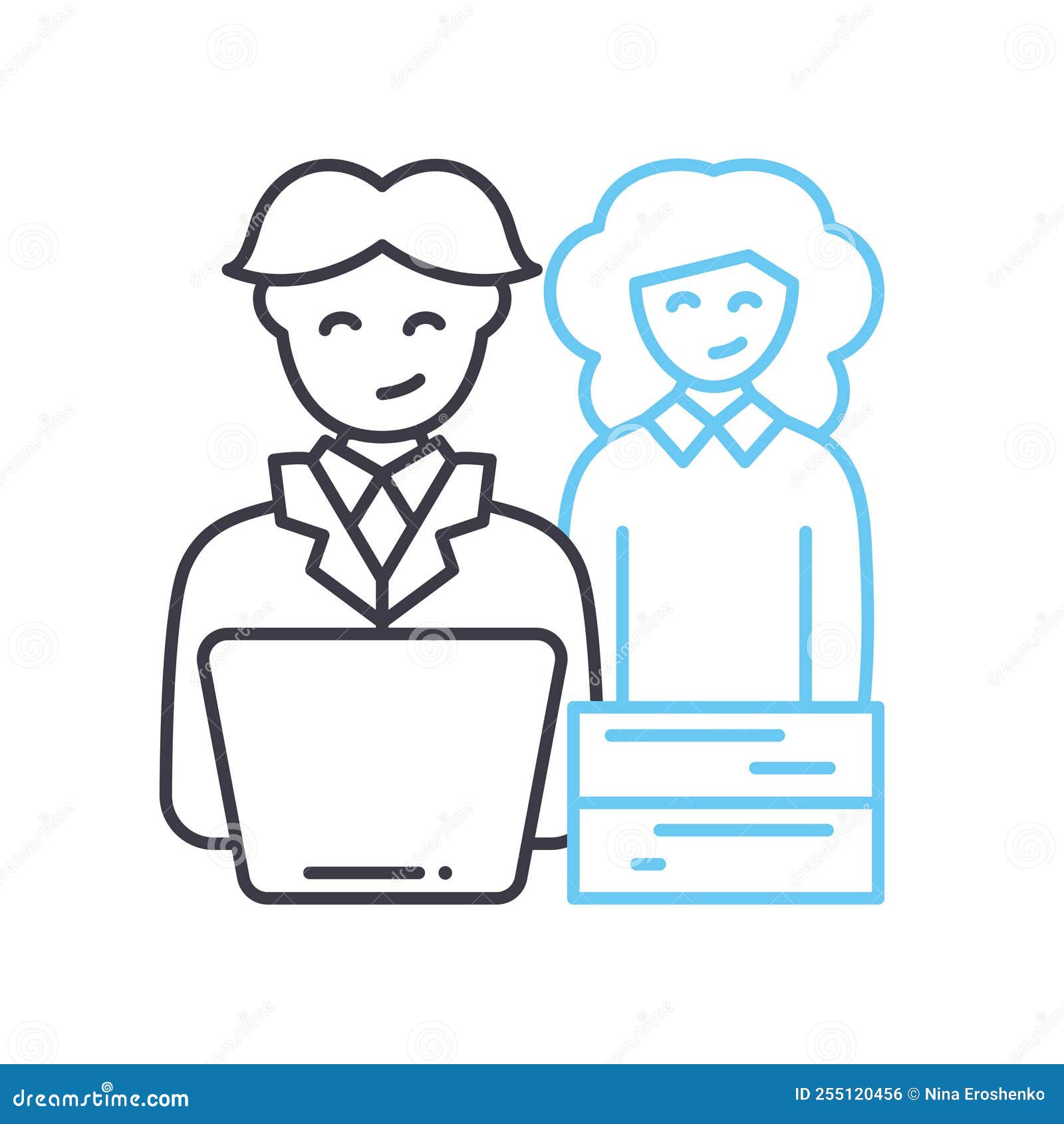 Students Line Icon, Outline Symbol, Vector Illustration, Concept Sign ...