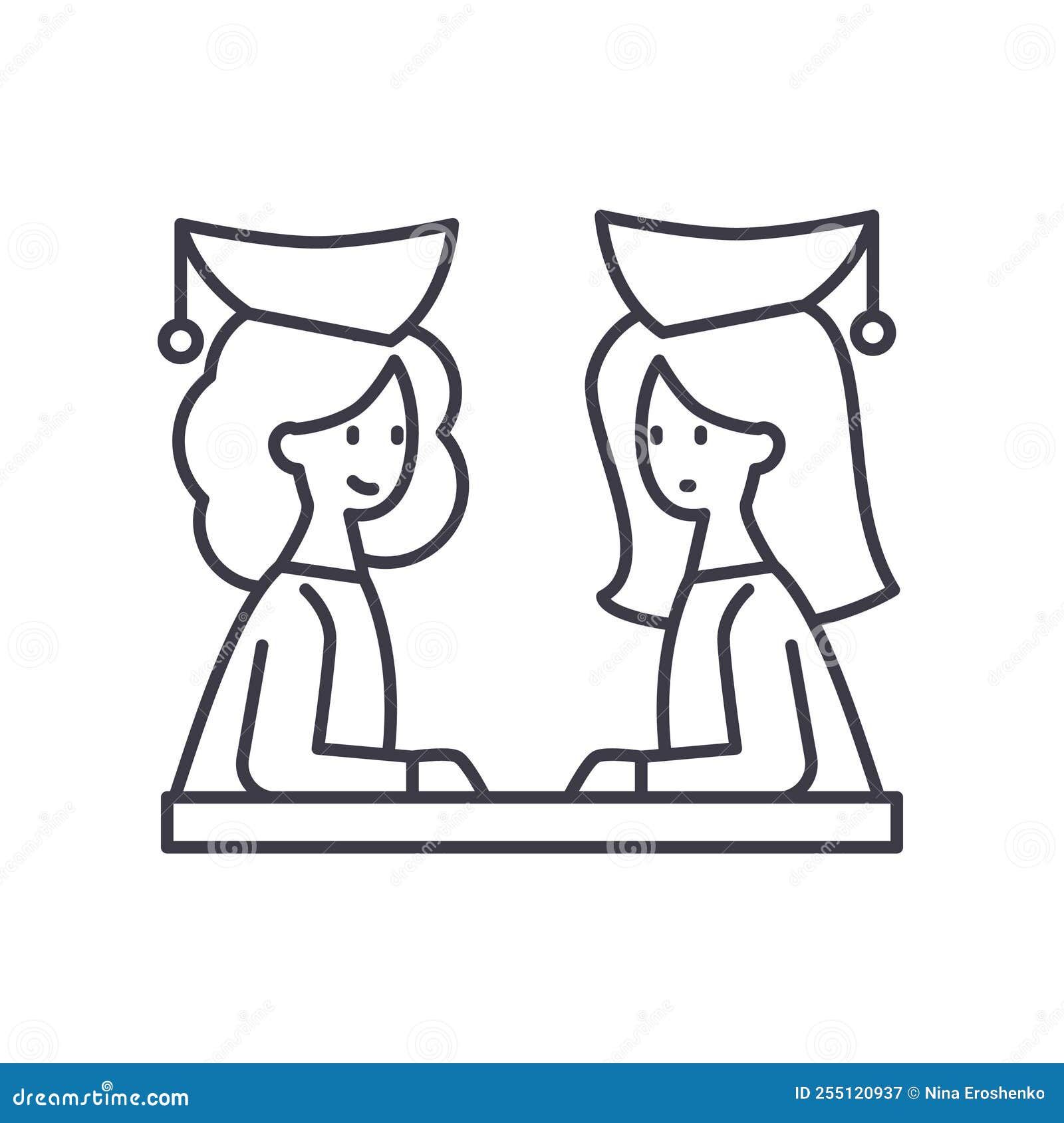 Students Line Icon, Outline Symbol, Vector Illustration, Concept Sign ...