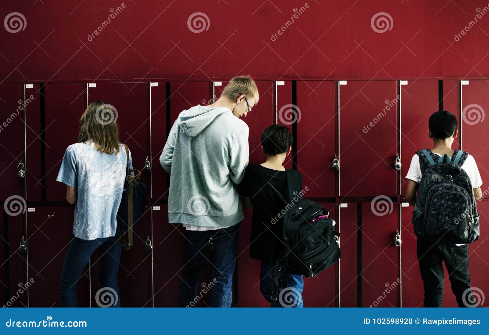 Students at the Lockers School Stock Photo - Image of youth, friends ...