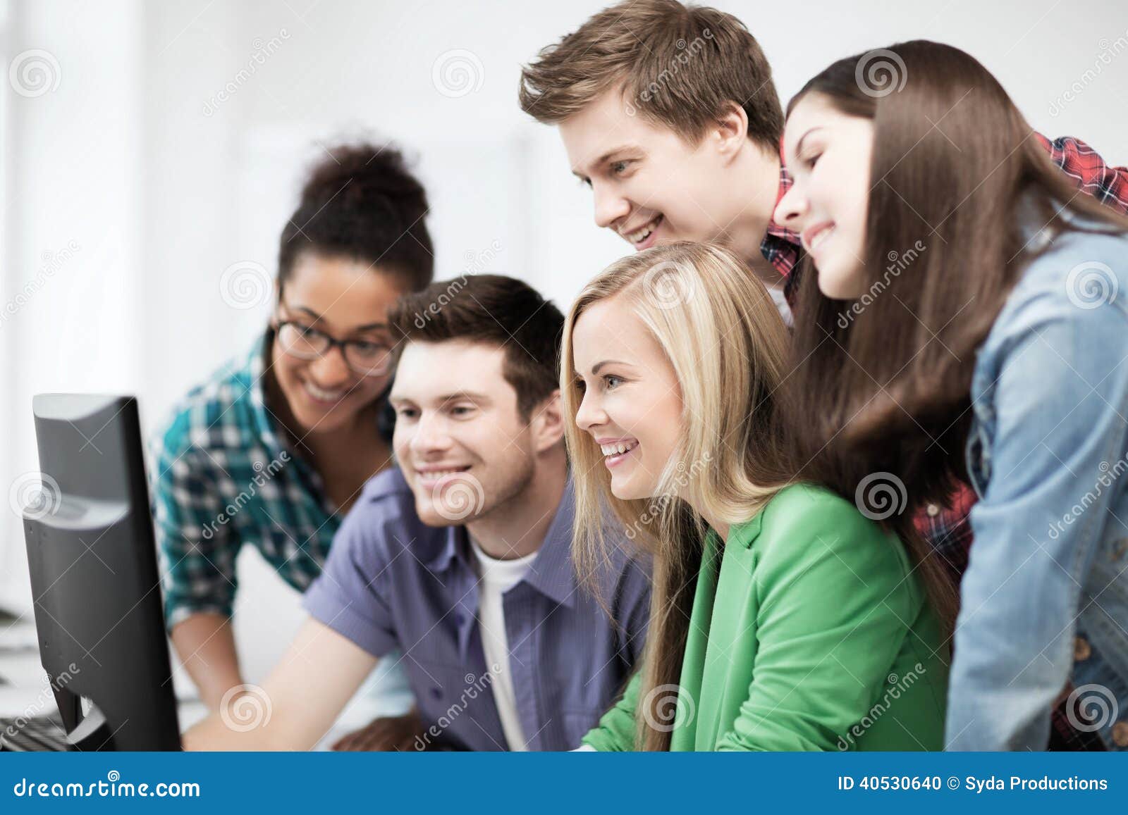 Students Looking at Computer Monitor at School Stock Photo - Image of ...