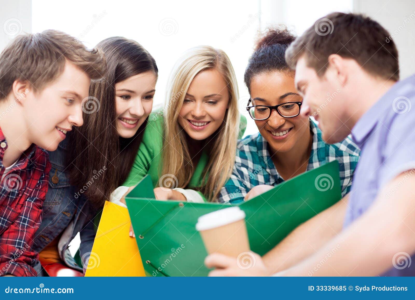 Students Looking at Notebook at School Stock Image - Image of break ...