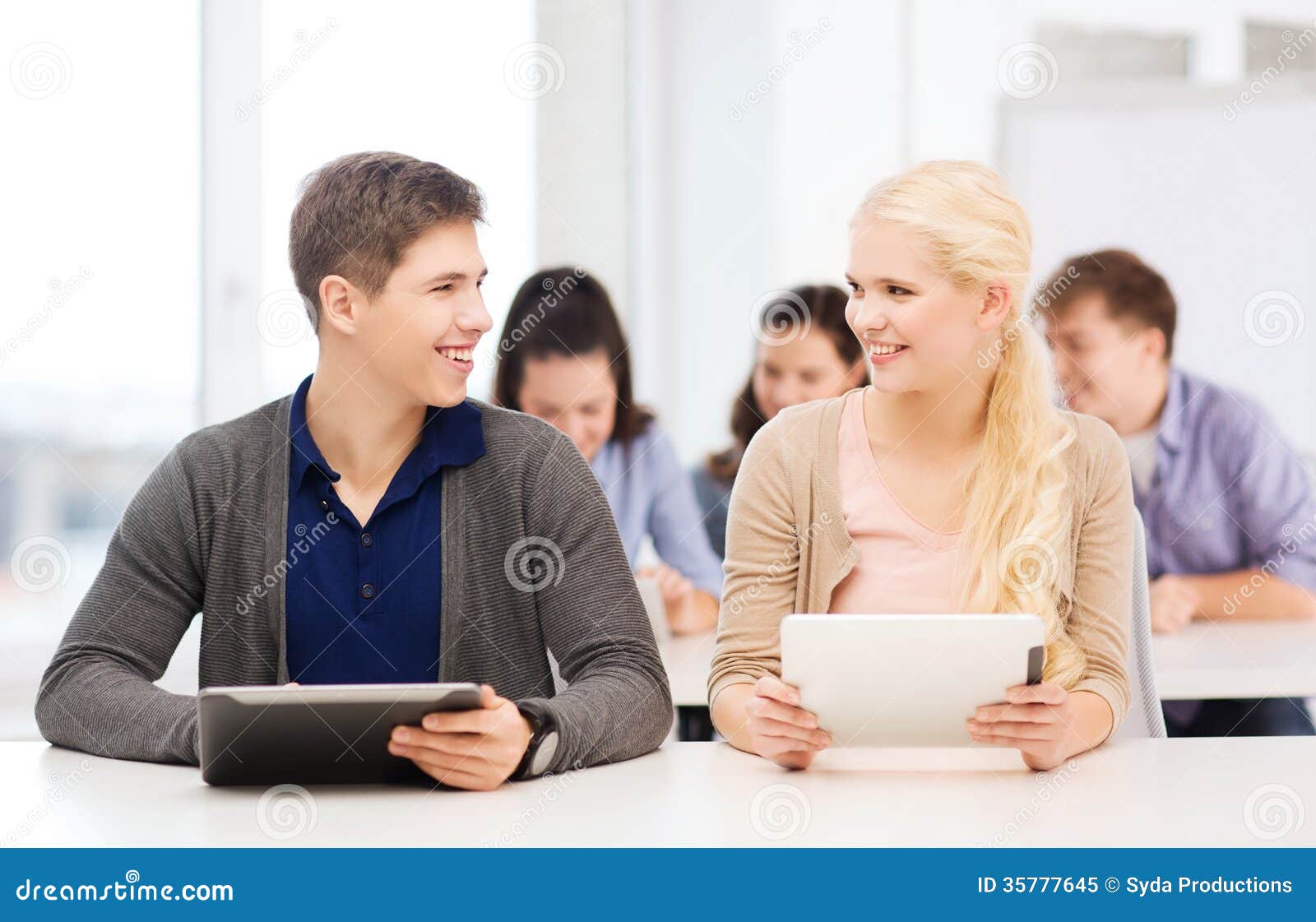 Students Looking at Tablet Pc in Lecture at School Stock Image - Image ...