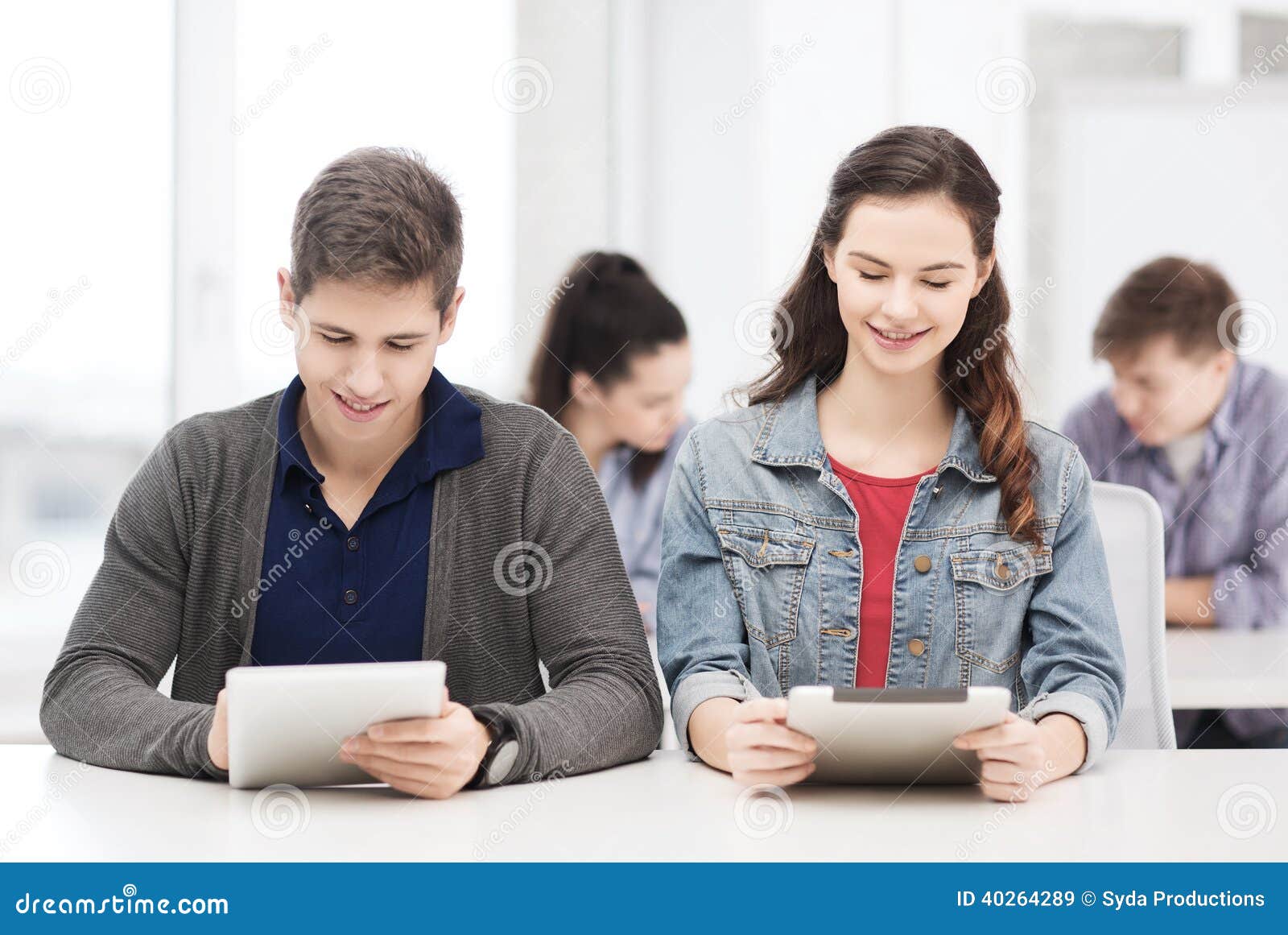Students Looking at Tablet Pc in Lecture at School Stock Image - Image ...