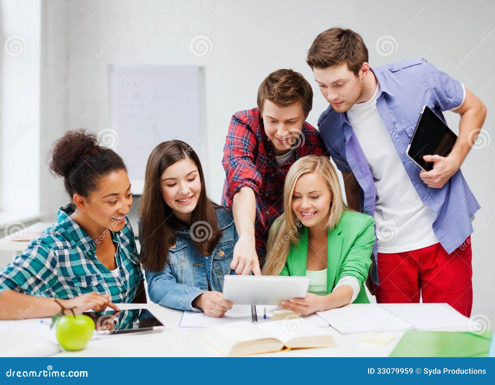 Students Looking at Tablet Pc at School Stock Image - Image of boys ...