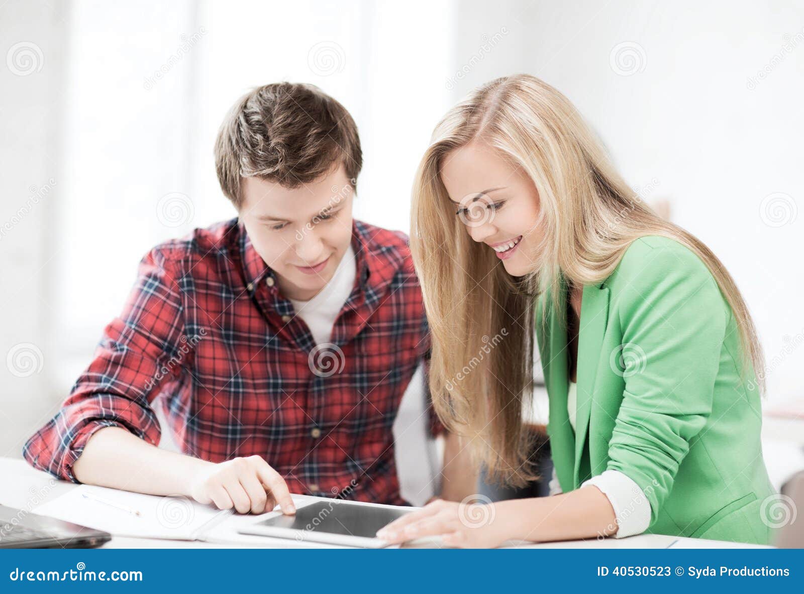 Students Looking at Tablet Pc at School Stock Image - Image of ...