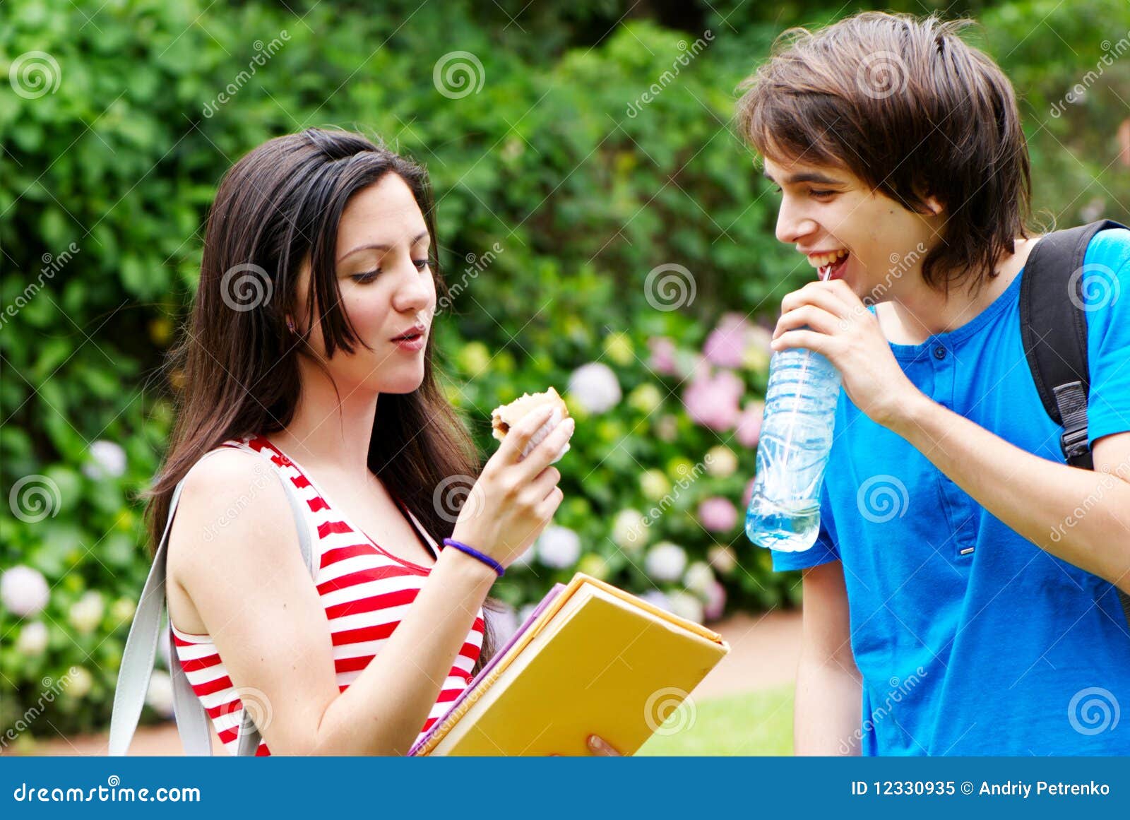Students during a Lunch Break Stock Image - Image of cute, friends ...