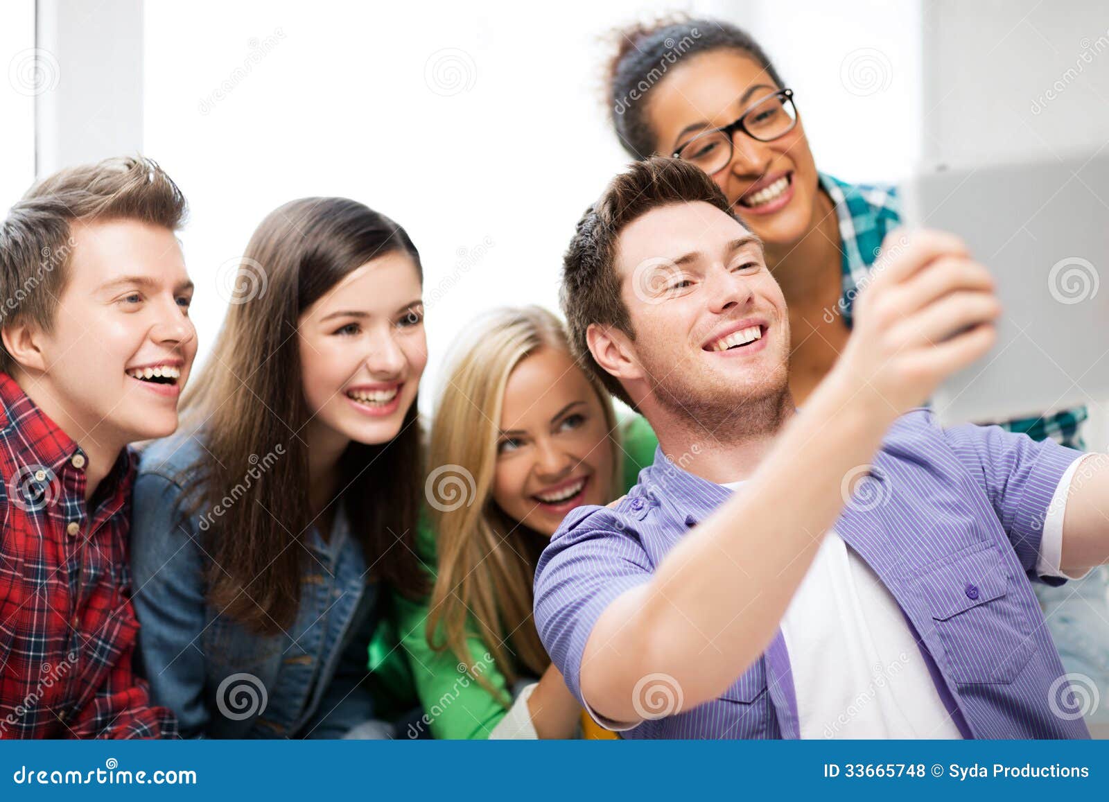 Students Making Picture with Tablet Pc at School Stock Photo - Image of ...