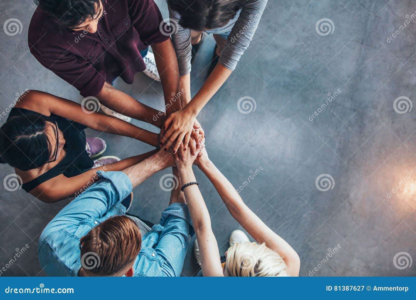 Students Making a Stack of Hands Stock Image - Image of together ...