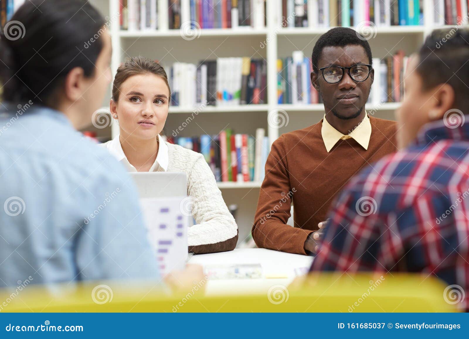 Students Meeting in Library Stock Image - Image of businessman ...