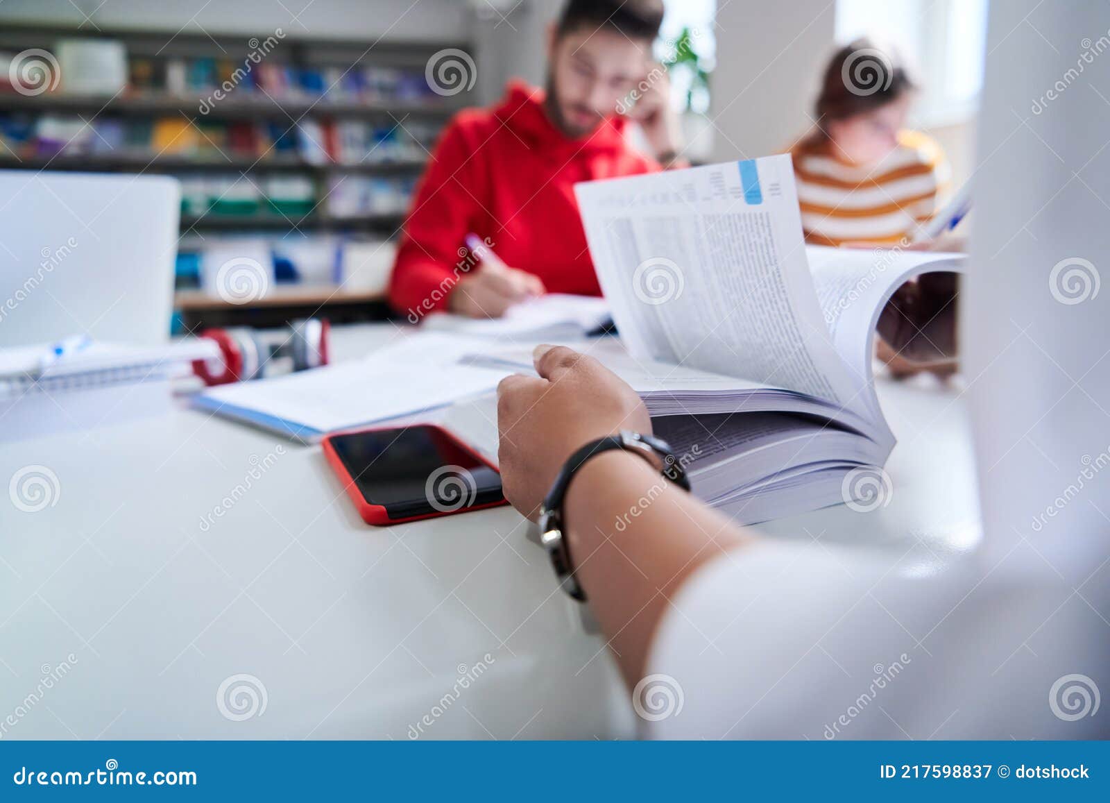 Students Group Working on School Project Together on Tablet Computer at ...