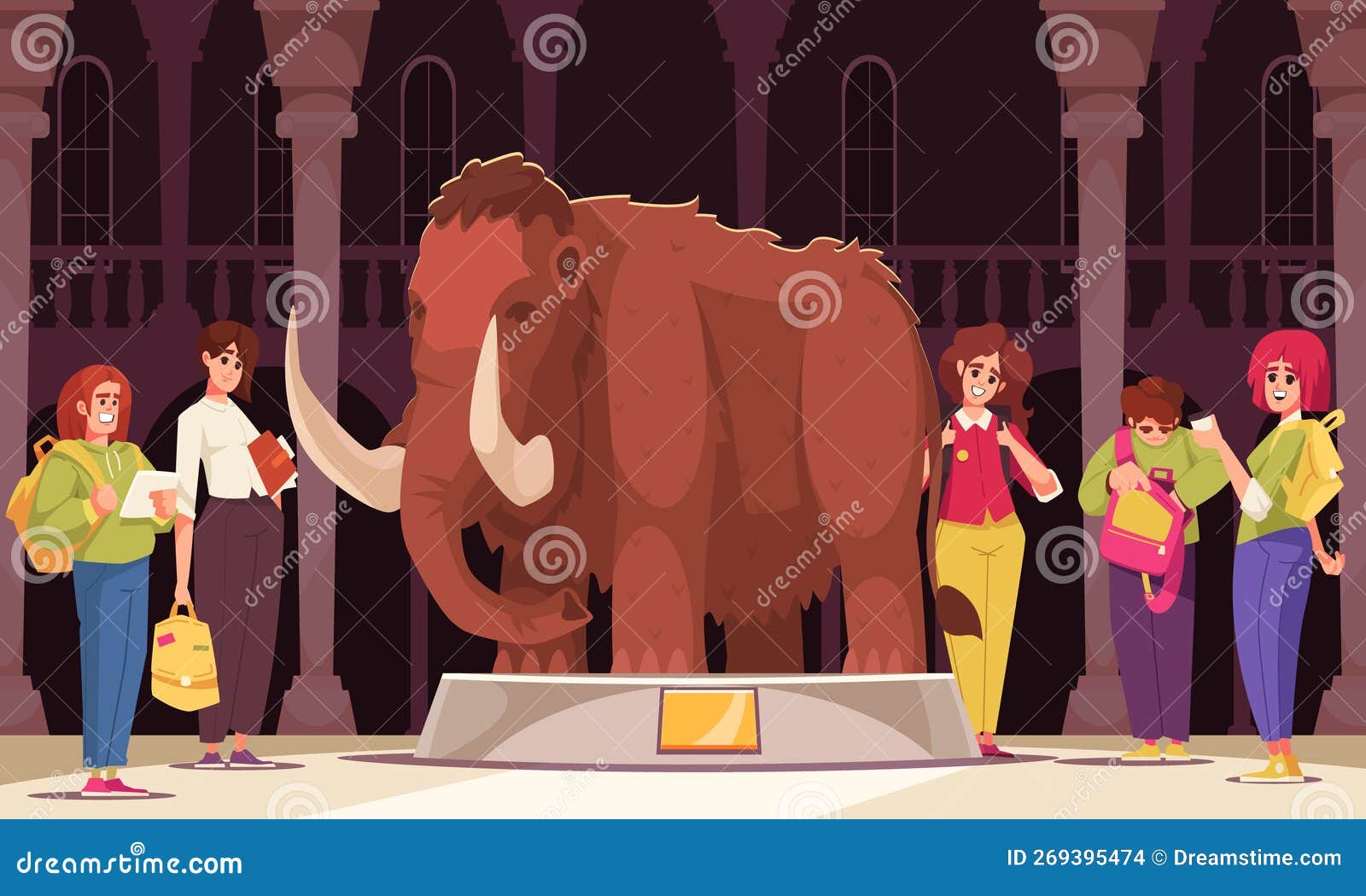 Students Museum Cartoon stock vector. Illustration of room - 269395474