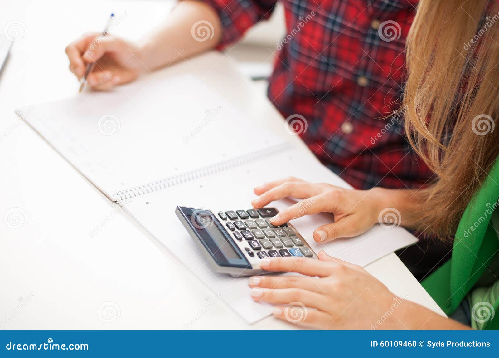 Students with Notebook and Calculator at School Stock Photo - Image of ...