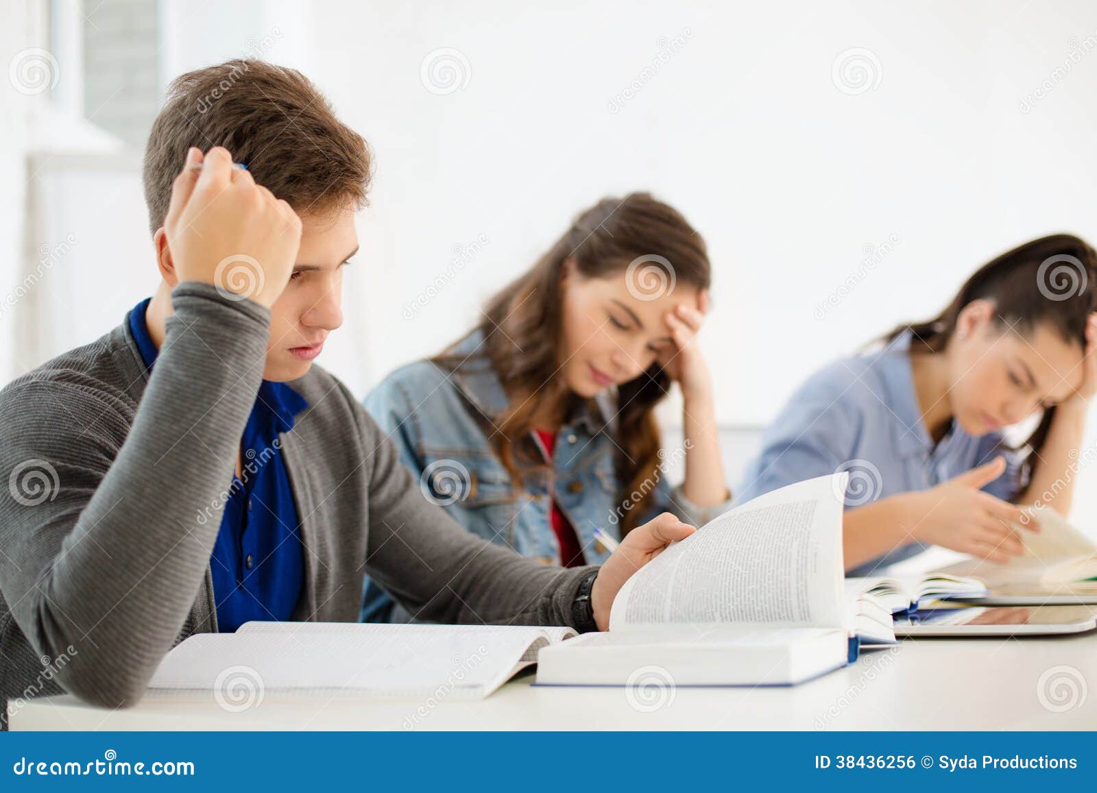 Students with Notebooks and Tablet Pc at School Stock Photo - Image of ...