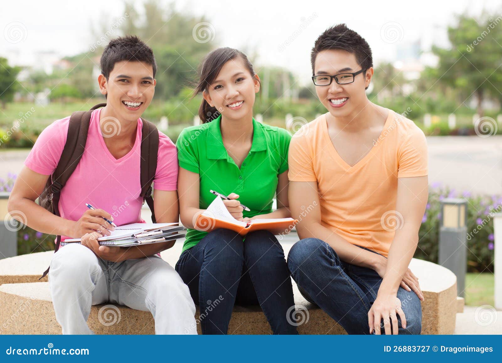 Students outdoors stock image. Image of college, outdoors - 26883727