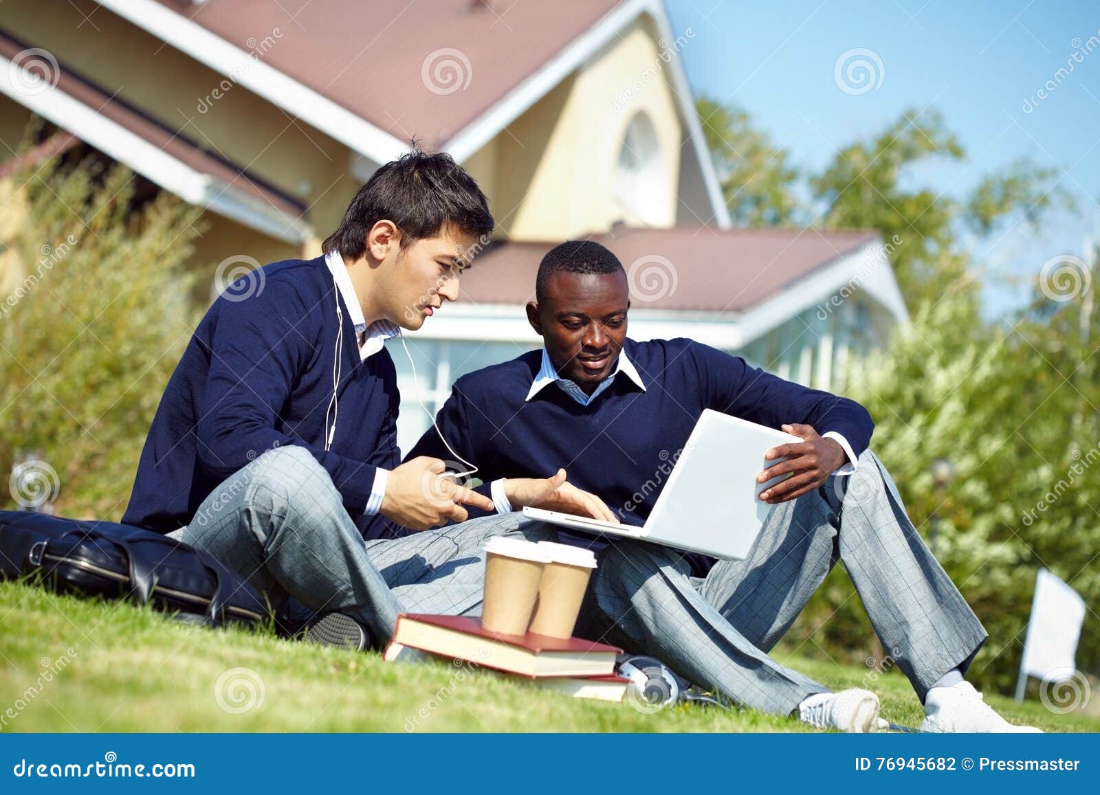 Students outdoors stock photo. Image of break, male, international ...