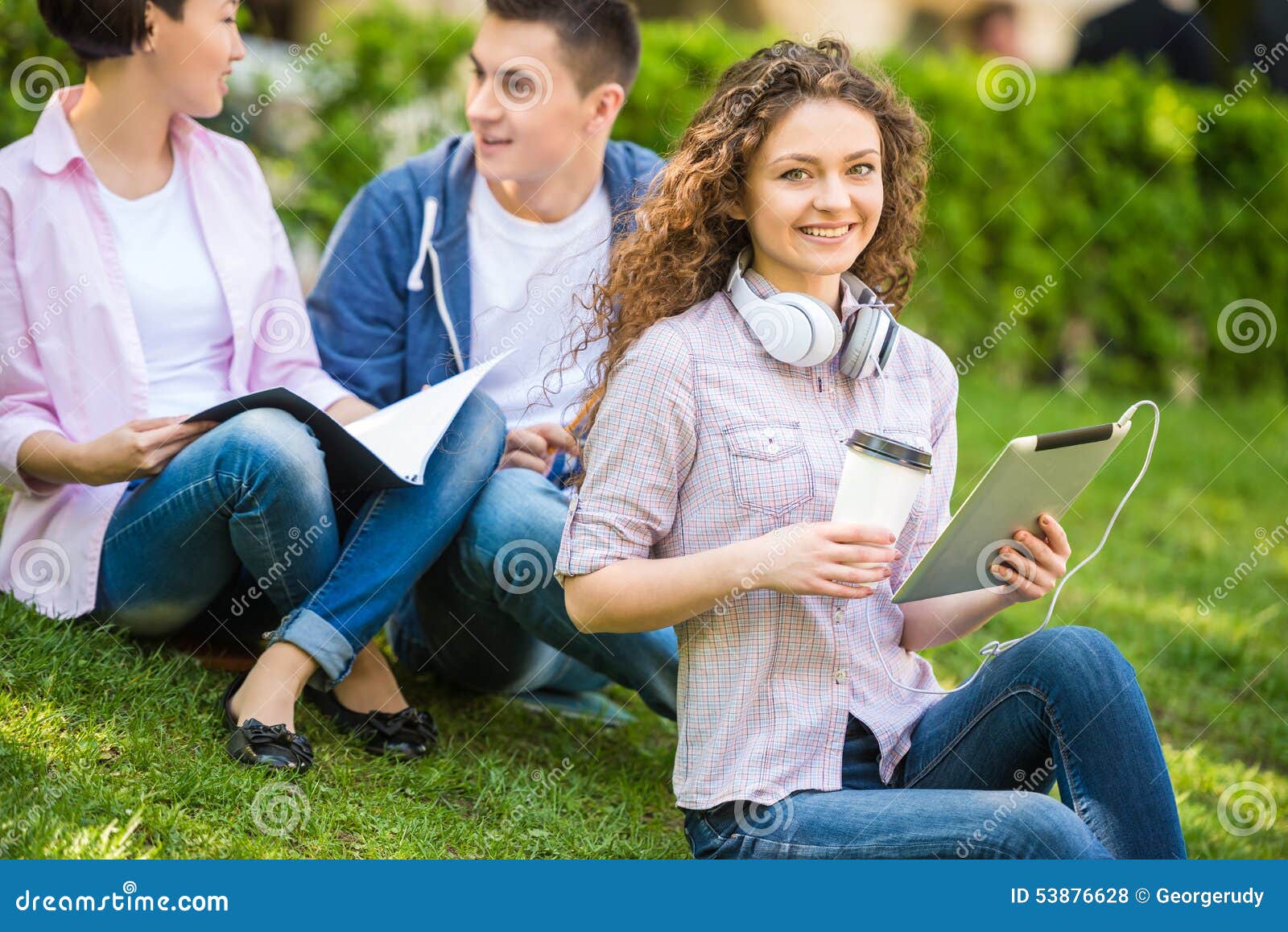 Students outdoors stock photo. Image of modern, school - 53876628