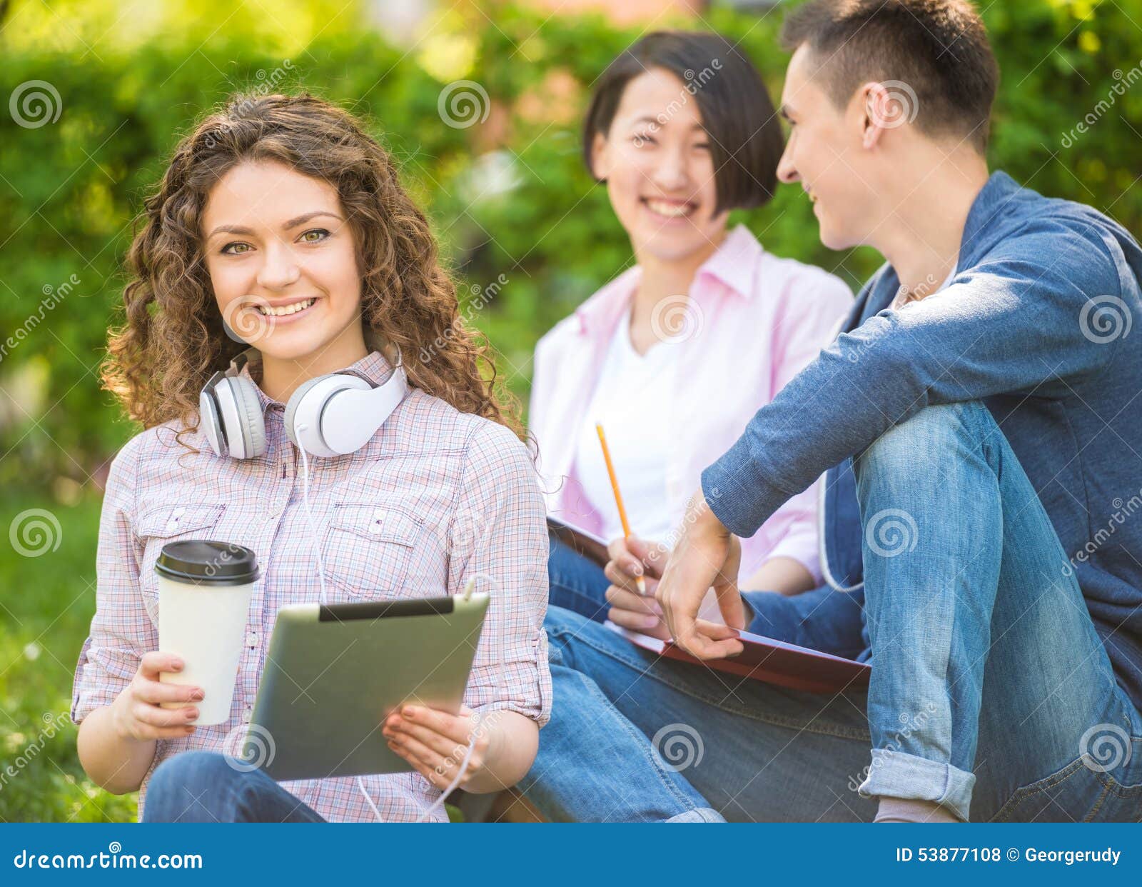Students outdoors stock photo. Image of smiling, group - 53877108
