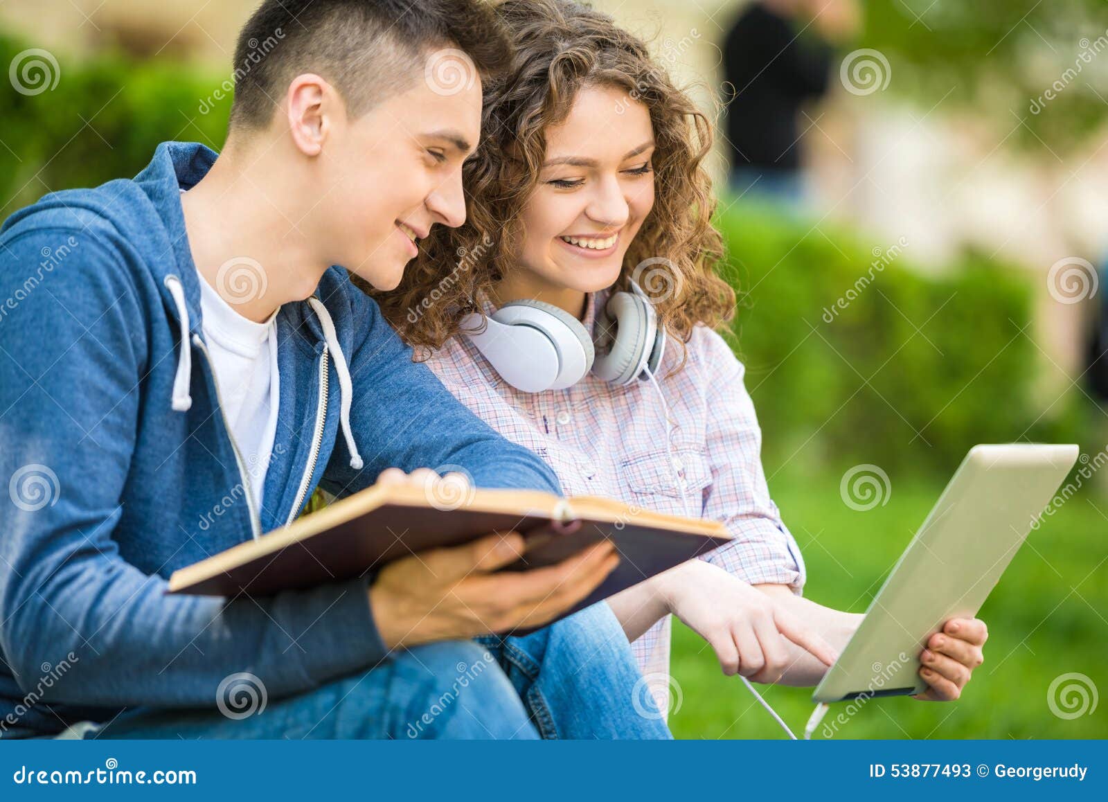 Students outdoors stock image. Image of laptop, park - 53877493