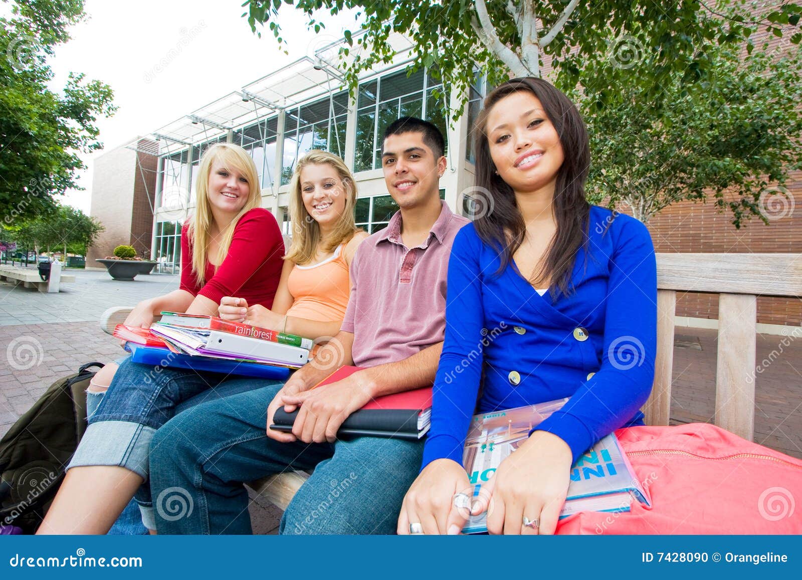 Students Outside of School stock photo. Image of girl - 7428090
