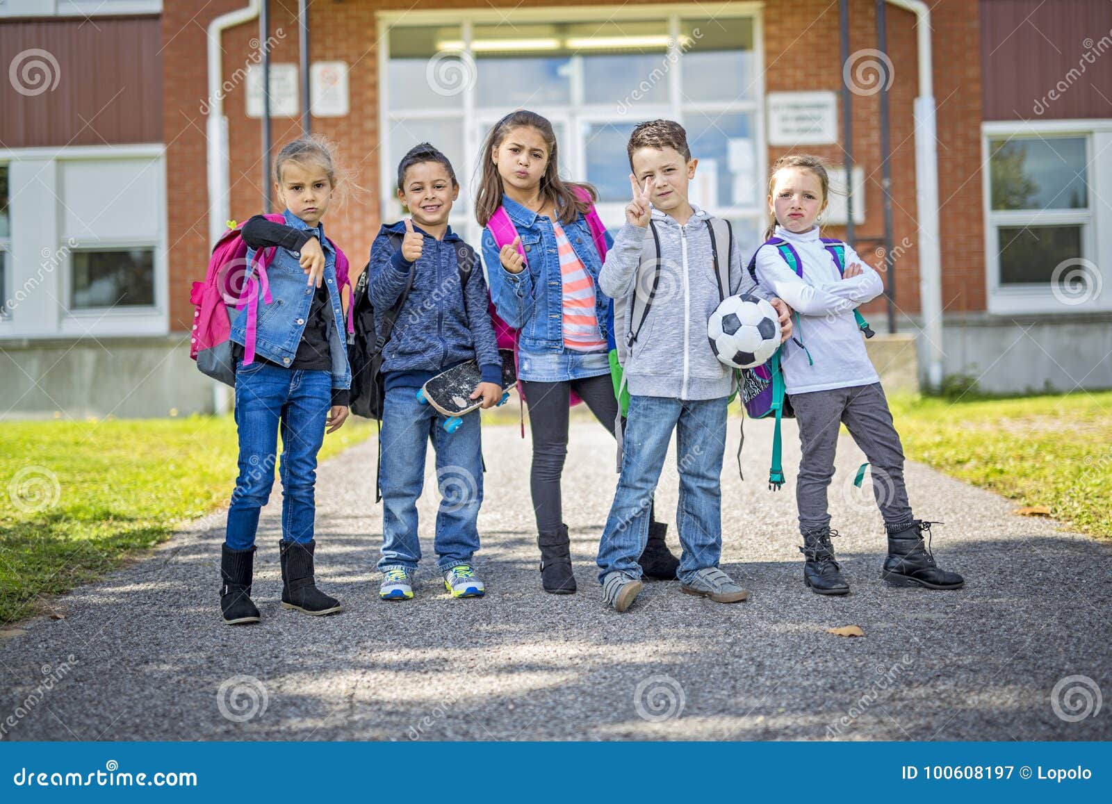Students Outside School Standing Together Stock Image - Image of ...