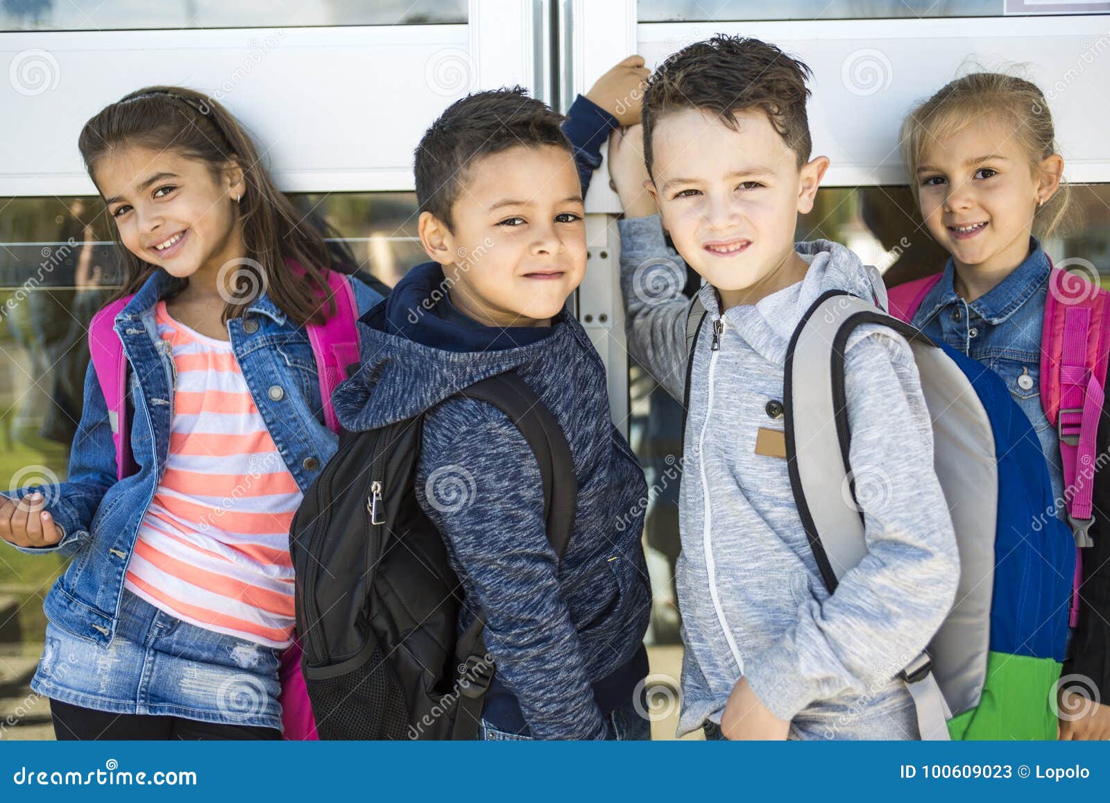 Students Outside School Standing Together Stock Image - Image of ...
