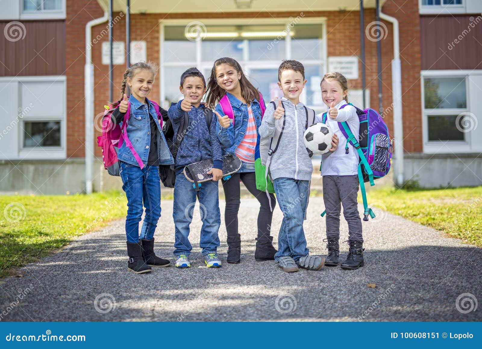 Students Outside School Standing Together Stock Image - Image of five ...