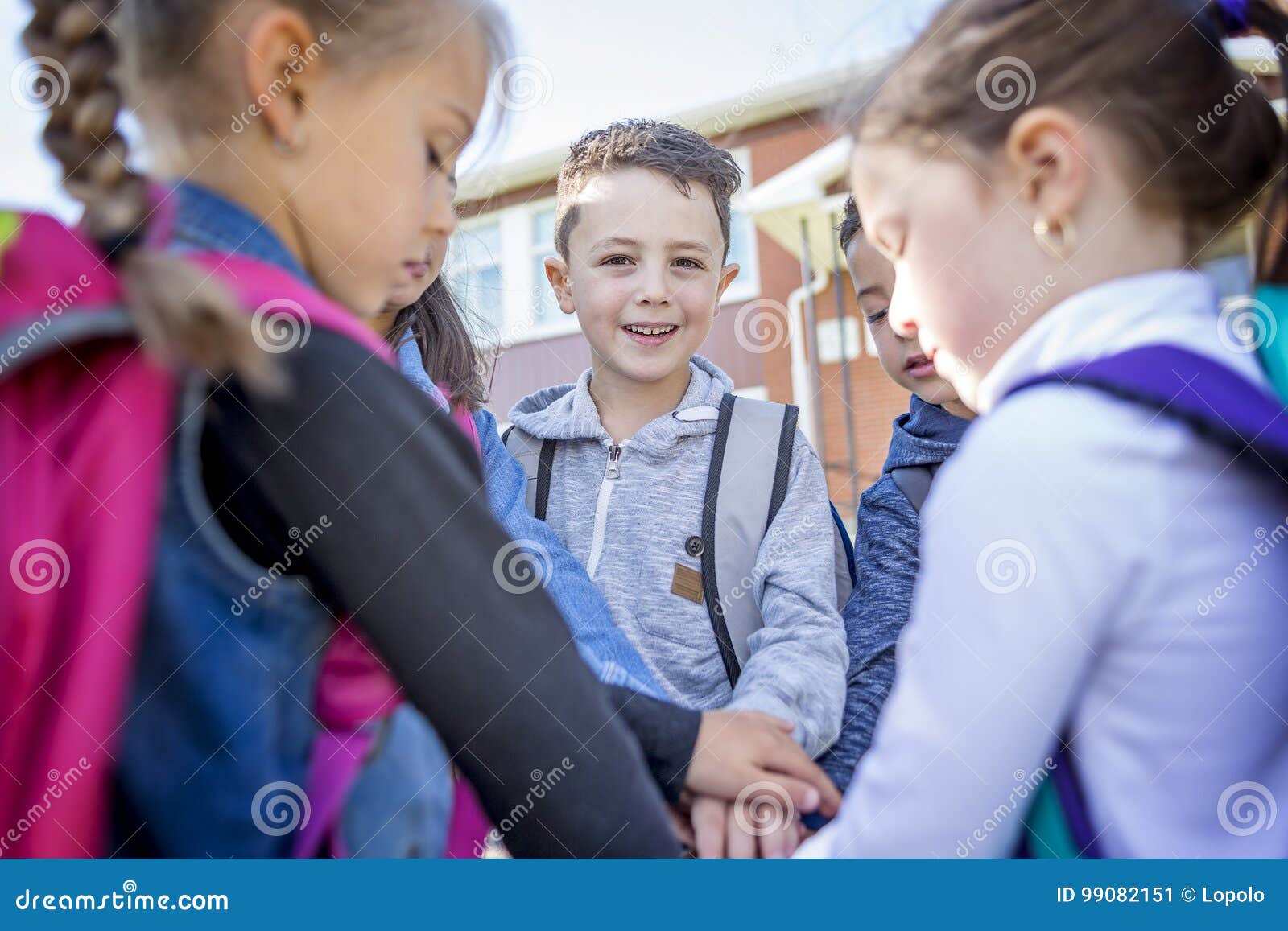 Students Outside School Standing Together Stock Image - Image of ...