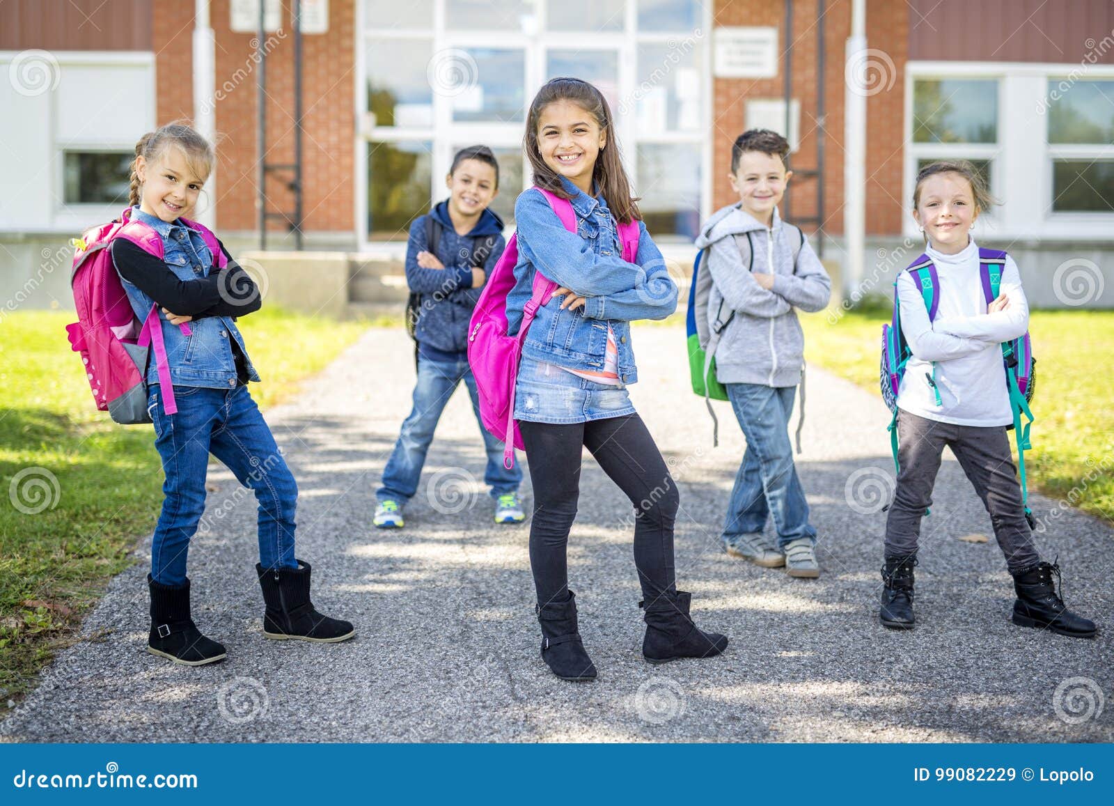 Students Outside School Standing Together Stock Image - Image of ...