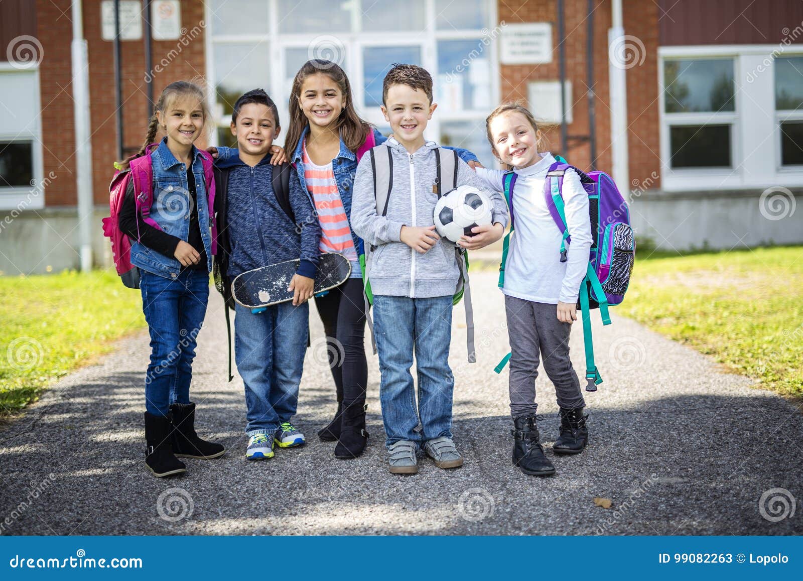 Students Outside School Standing Together Stock Image - Image of ...
