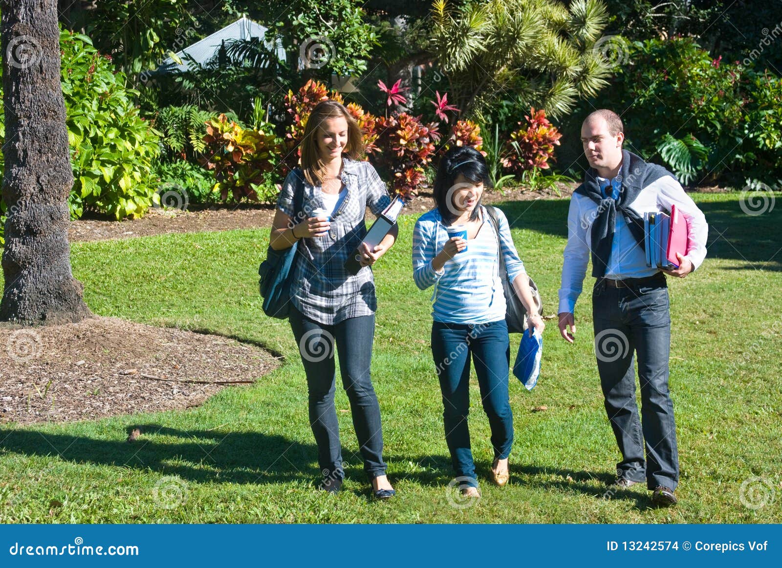 Students in the park stock photo. Image of smiling, notes - 13242574