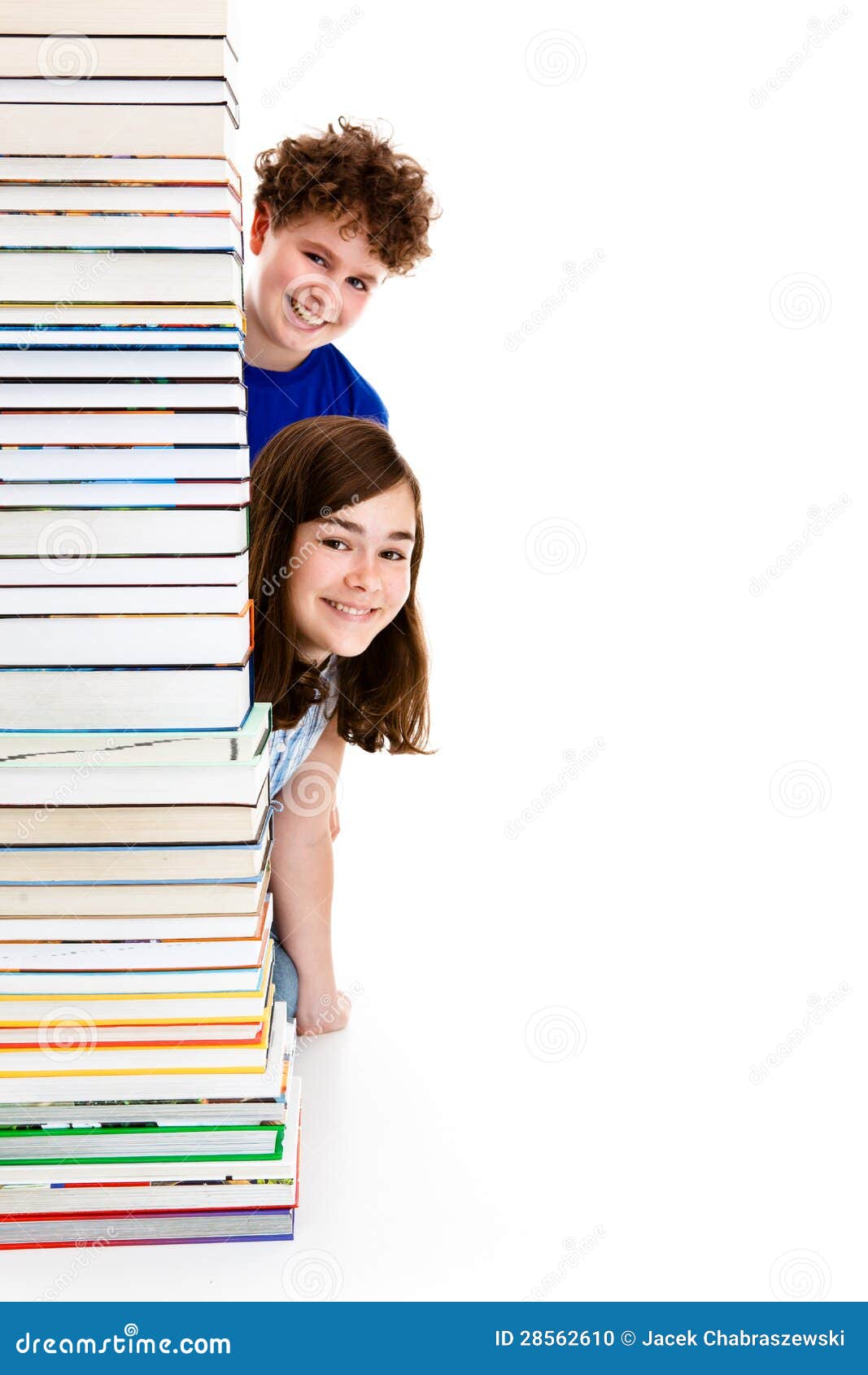 Students and pile of books stock photo. Image of childhood - 28562610