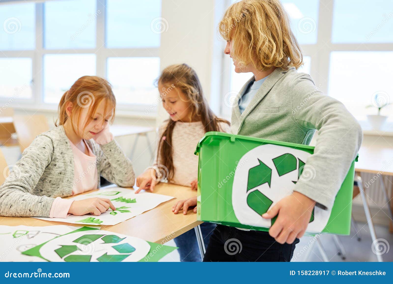 Students are Planning a Recycling Project Stock Image - Image of ...