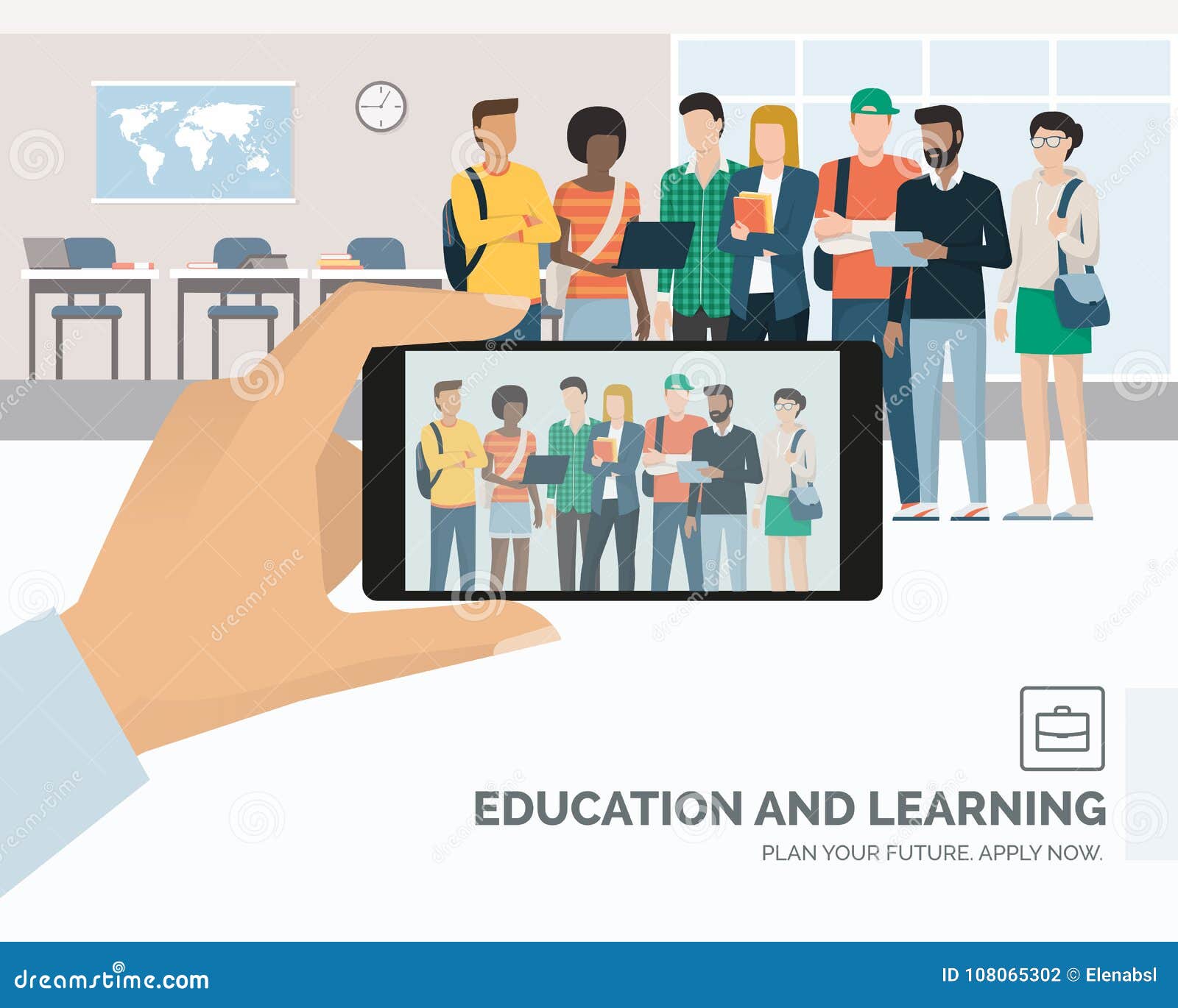 Students Posing in the Classroom Stock Vector - Illustration of group ...