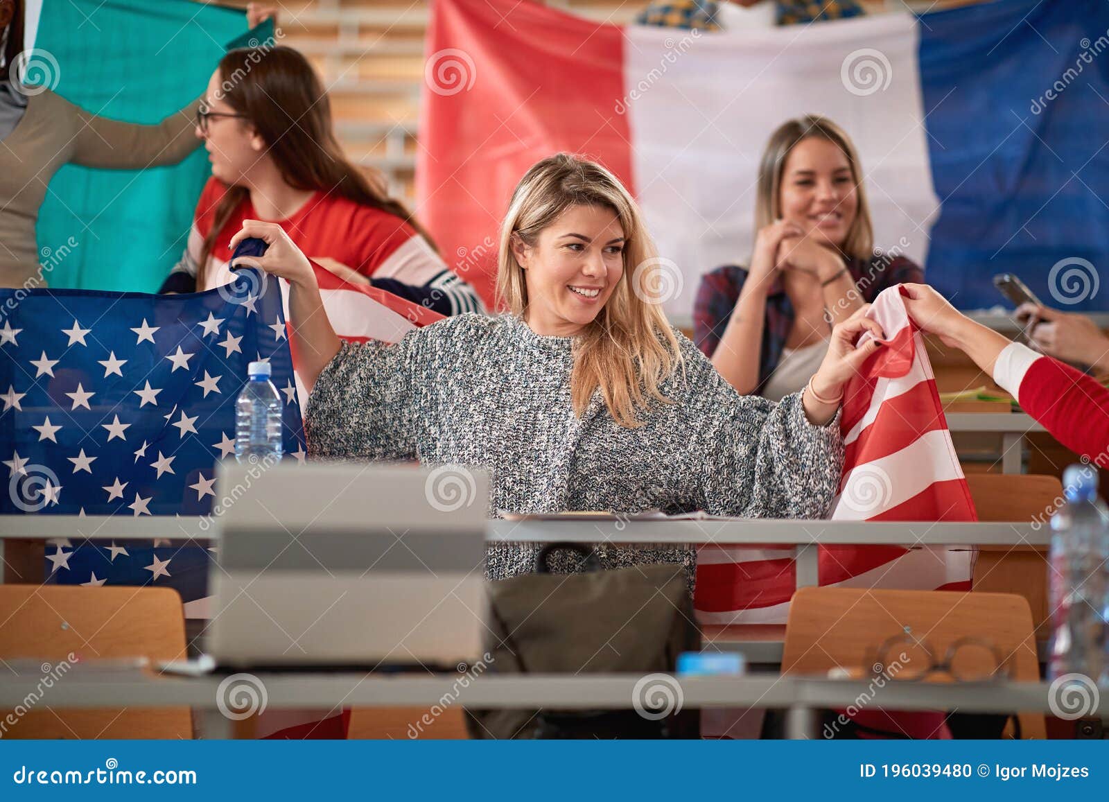Students Posing with the Flags of Their Countries Stock Photo - Image ...