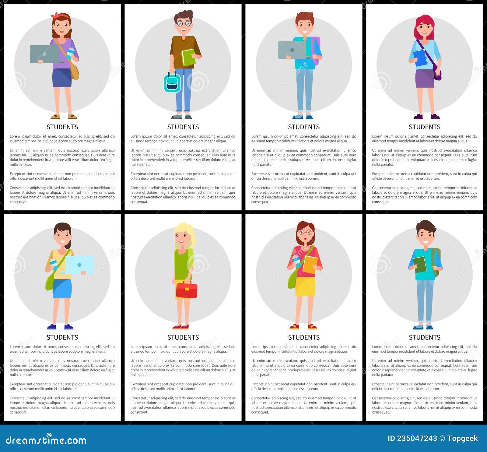 Students Posters Collection Vector Illustration | CartoonDealer.com ...