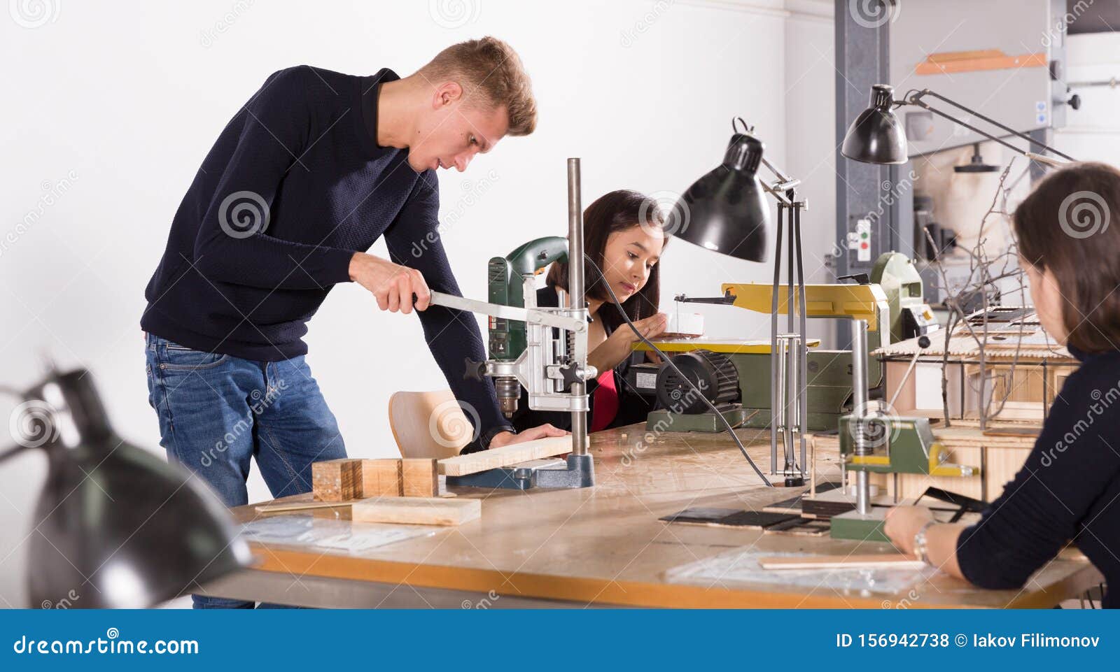 Students Practicing Architectural Modeling in Workshop Stock Photo ...