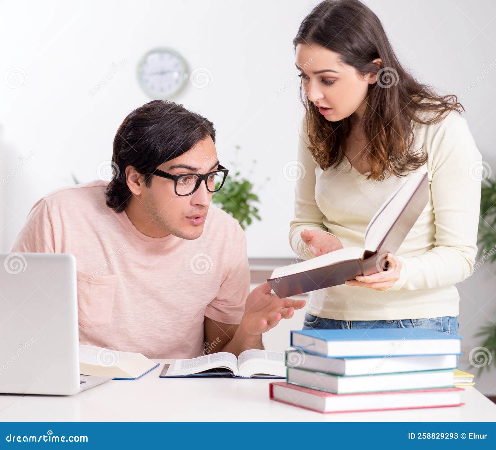 Students Preparing for Exam Together at Home Stock Image - Image of ...