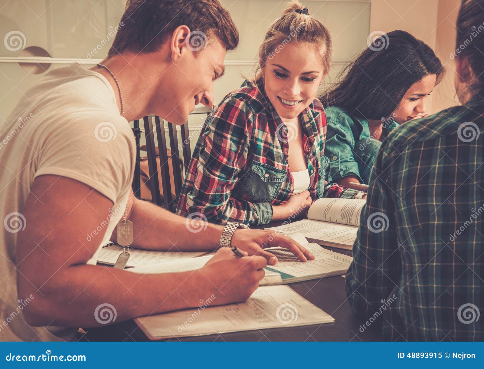 Students Preparing for Exams Stock Image - Image of american, apartment ...