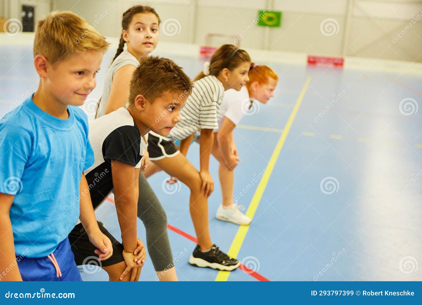 Students Preparing for Spring Run in Gym Class Stock Image - Image of ...
