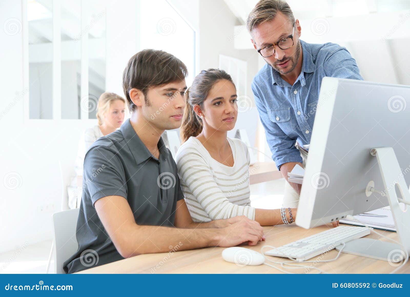 Students with Professor in Classroom Stock Photo - Image of sitting ...