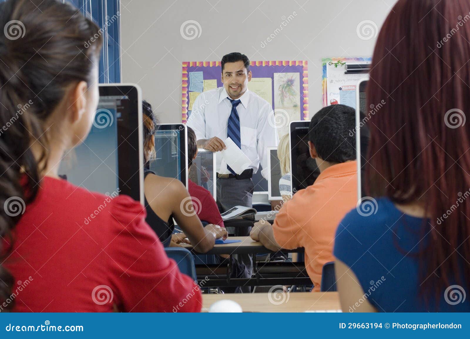 Students with Professor in Modern Classroom Stock Photo - Image of ...