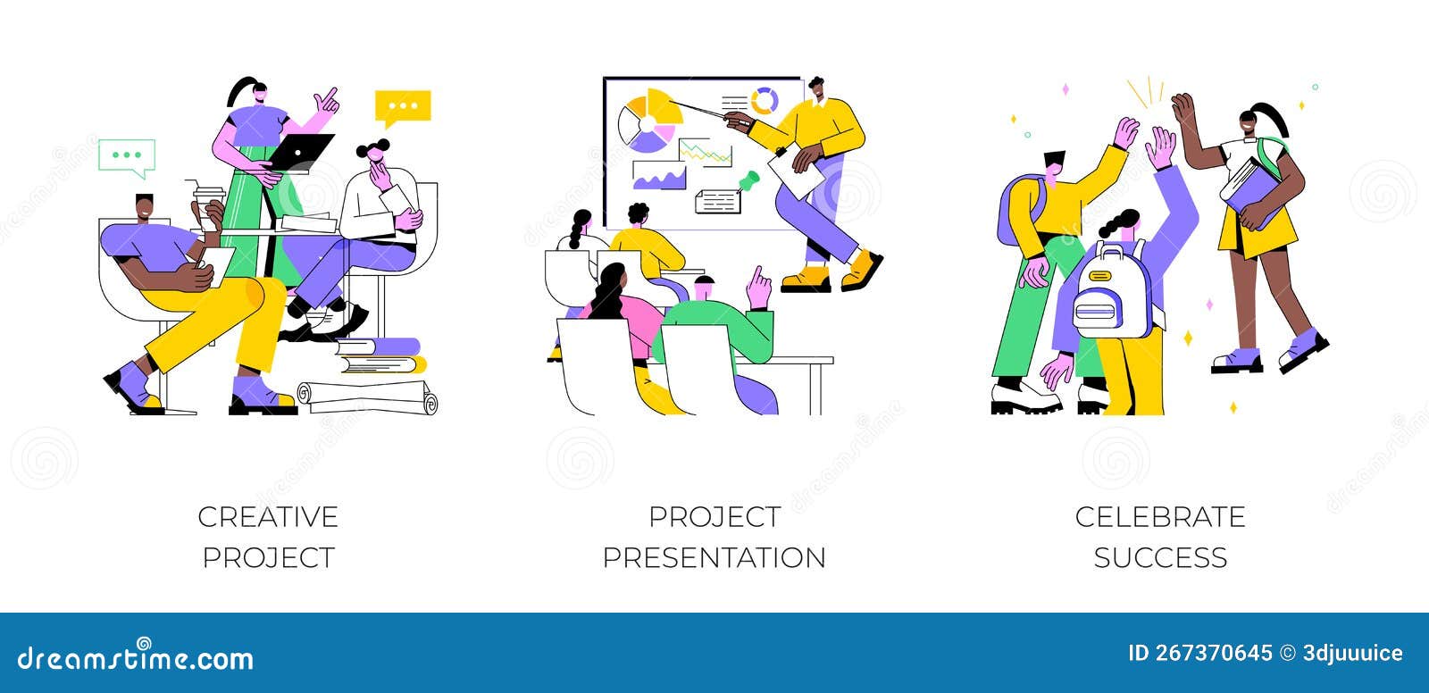 Students Project Isolated Cartoon Vector Illustrations. Stock Vector ...